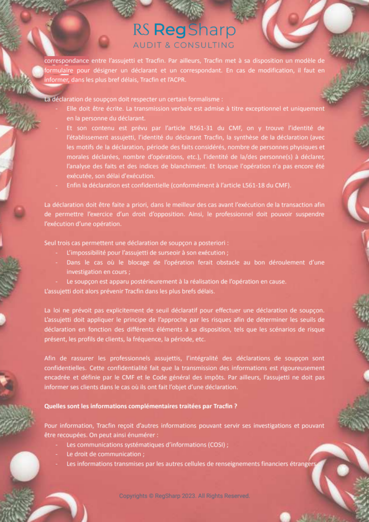 Les recommandations de l’avent : La Déclaration de soupçon | RegSharp